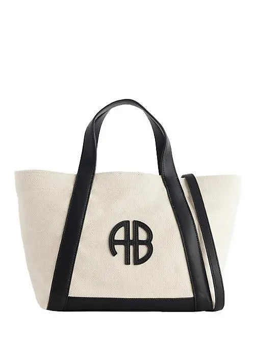 ANINE BING Cara Small Canvas Tote Bag - Natural Canvas/ Black