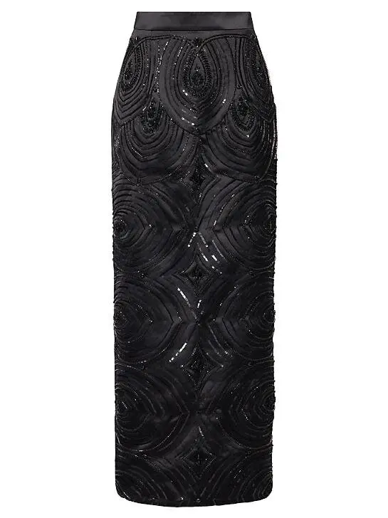 Huishan Zhang Liora Sequin-embellished Maxi Skirt - Black