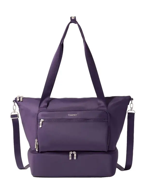 BAGGALLINI Park Ave Overnight Tote - Deep Grape Twill
