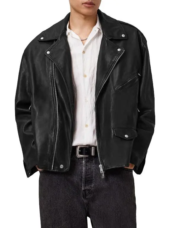 All Saints Bradford Leather Biker Jacket - Black