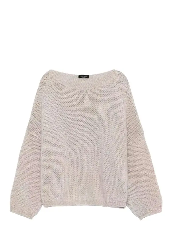 ROBERTO COLLINA Boat Neck Long Sleeve Sweater - Neutrals