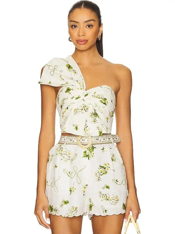 Camilla Asymmetric Bow Top - Botanical Utopia