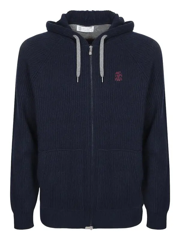 Brunello Cucinelli Cashmere Hooded Cardigan - Blue