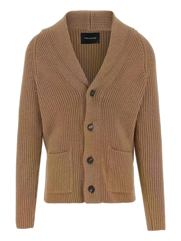 Tagliatore Long-sleeves Ribbed-knit Cardigan - Brown
