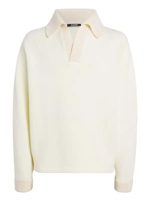 Jacquemus Cotton Punto Polo Sweater - Beige