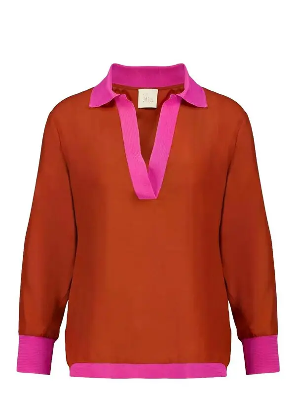 PAULA V-neck Blouse - Red