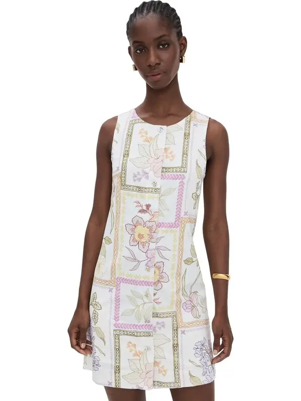 LITTLE LIES Zoe Button Linen Mini Dress - Print