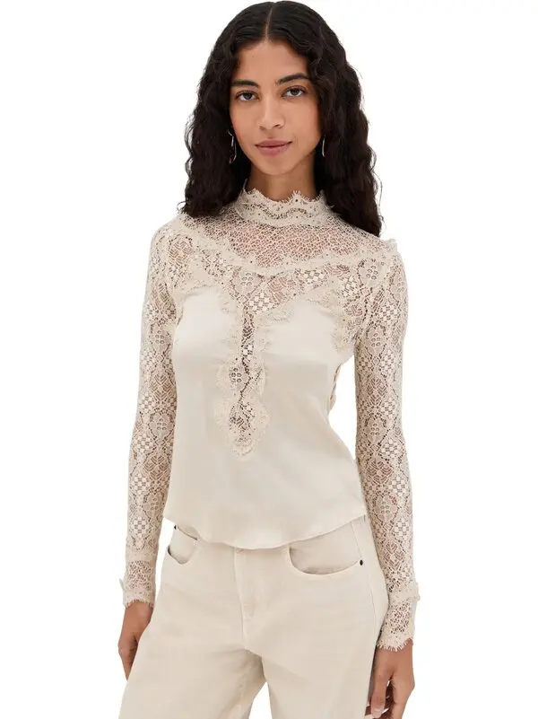 Isabel Marant Diem Silk Satin Top - Champagne