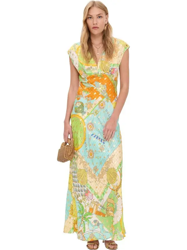 NEVER FULLY DRESSED Isla Elodie Printed Midi Dress - Blue