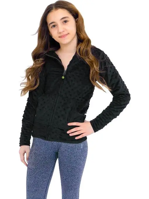 LIMEAPPLE Minky Bubble Zip Hoodie - Black