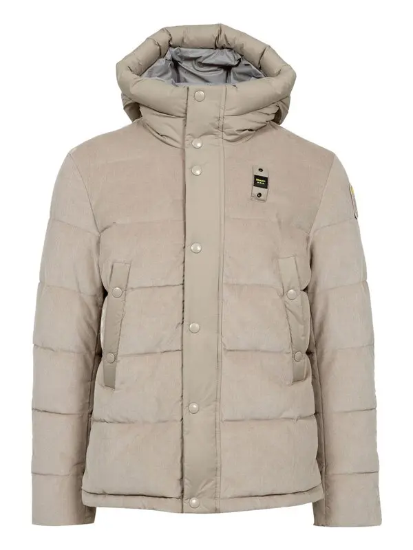 BLAUER. Quilted Velvet Padded Jacket - Beige