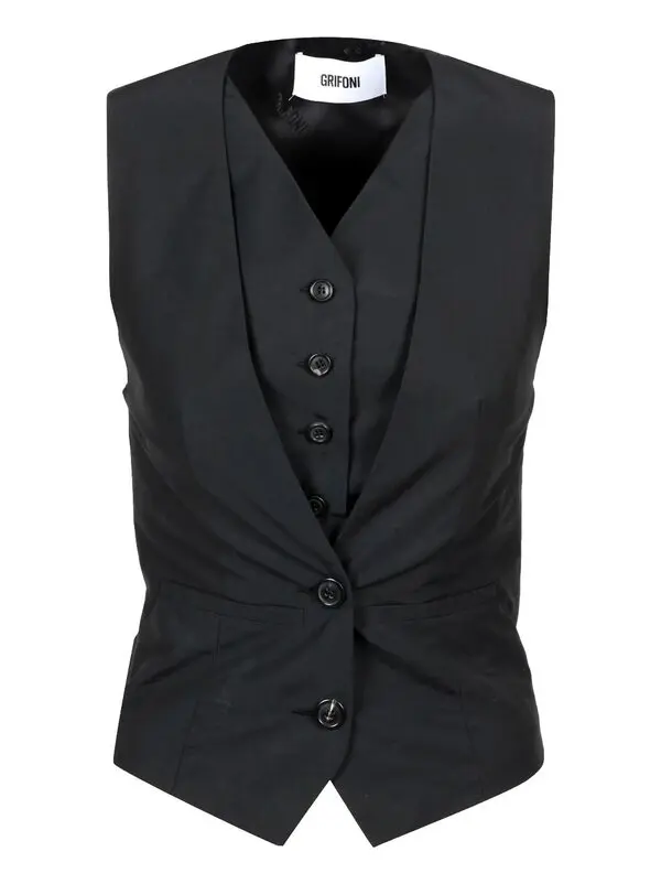 GRIFONI Sleeveless Cotton Top - Black