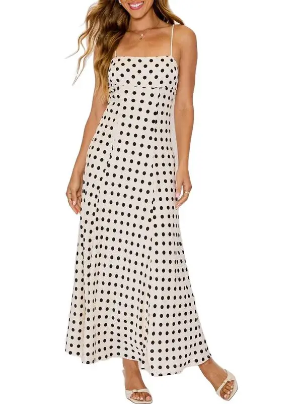 VICI Paulina Polka Dot Maxi Dress - Cream Polka Dot