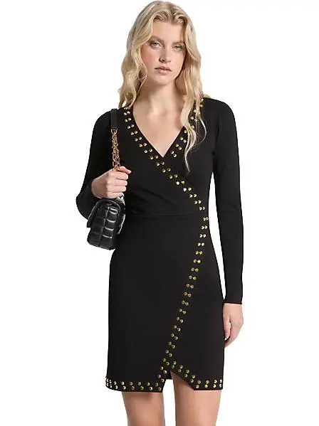 Michael Kors Studded Wrap Dress - Black