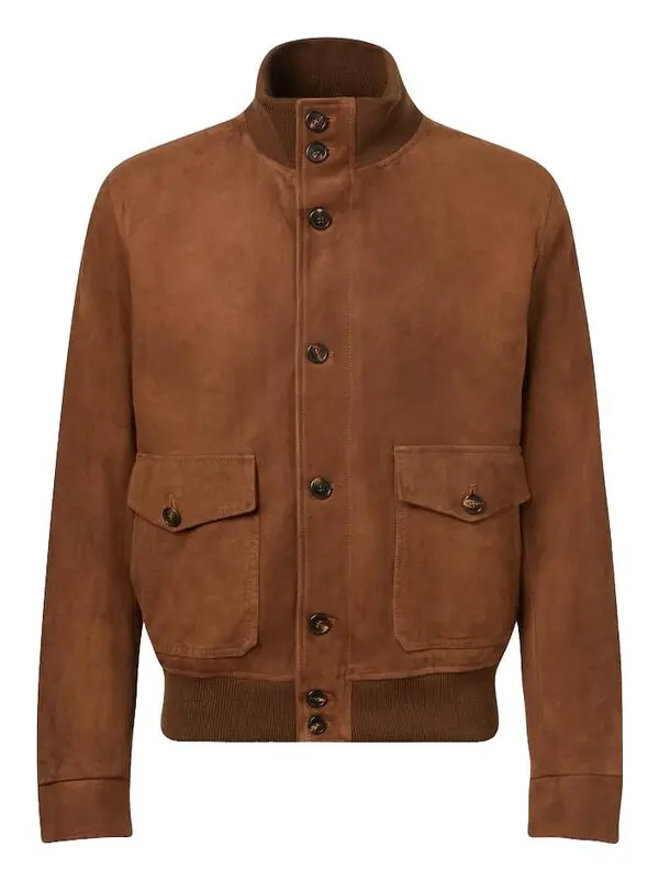 SLOWEAR Suede Bomber Jacket - Brown
