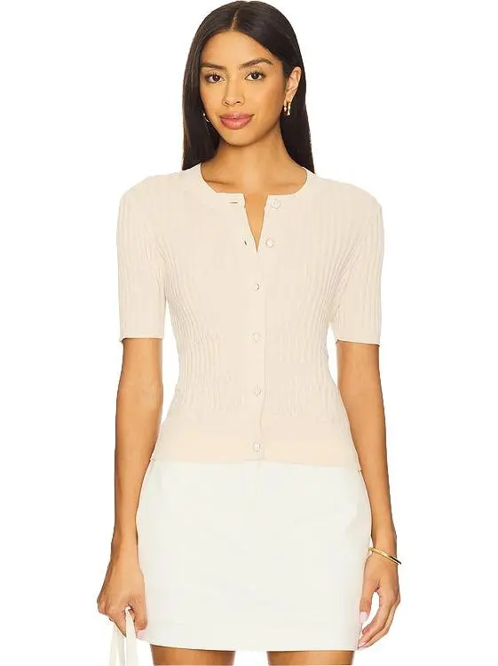 Rag & Bone Stacy Short Sleeve Cardigan - Oatmilk
