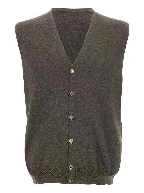 GRAN SASSO V-neck Buttoned Vest - Brown