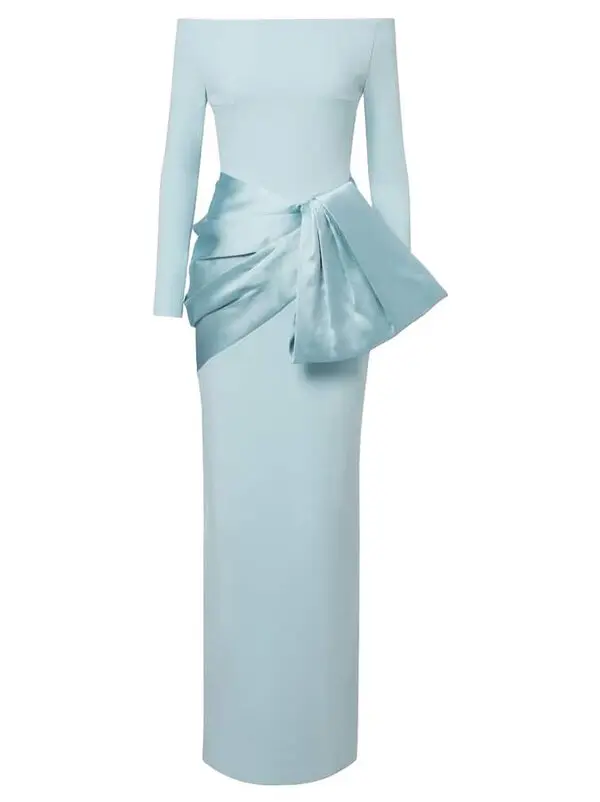 Solace London Kori Satin-trimmed Gown - Blue