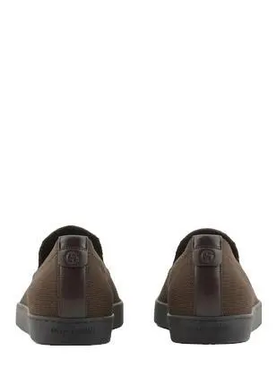 Giorgio Armani Chevron Jacquard Slip-ons - Natural