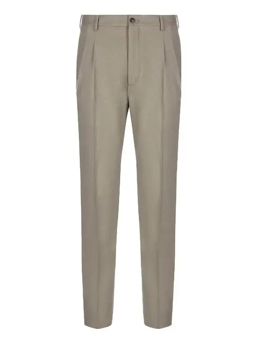Giorgio Armani Wool Flannel Trousers - Natural