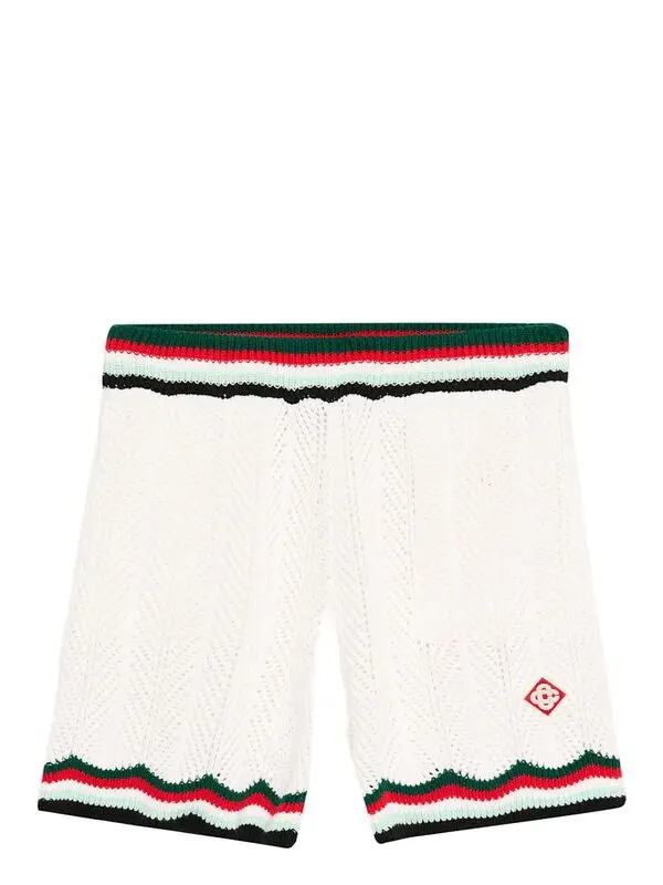 Casablanca Chevron Crochet Shorts - White