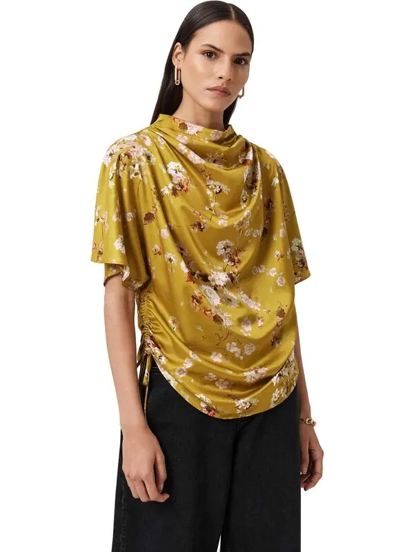 All Saints Leslie Draped Top - Armada Deep Yellow