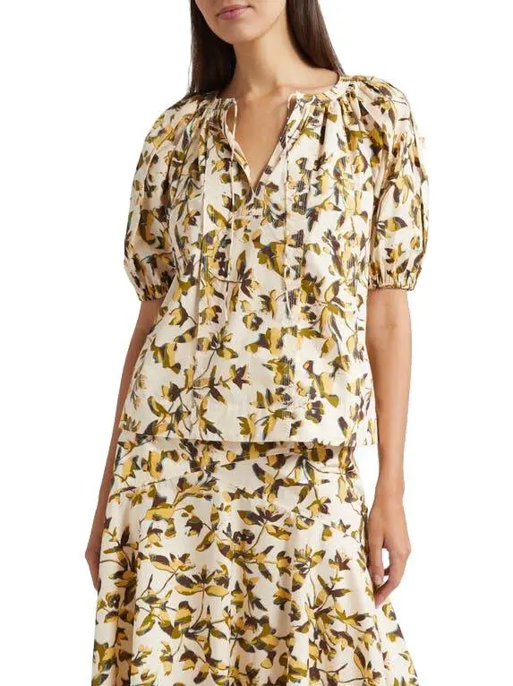 Ulla Johnson Tie Neck Puff Sleeve Top - Lucent