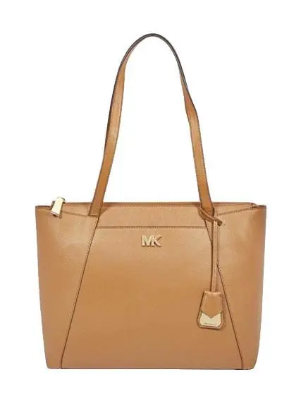 Michael Kors Maddie Medium Crossgrain Leather Tote - Brown