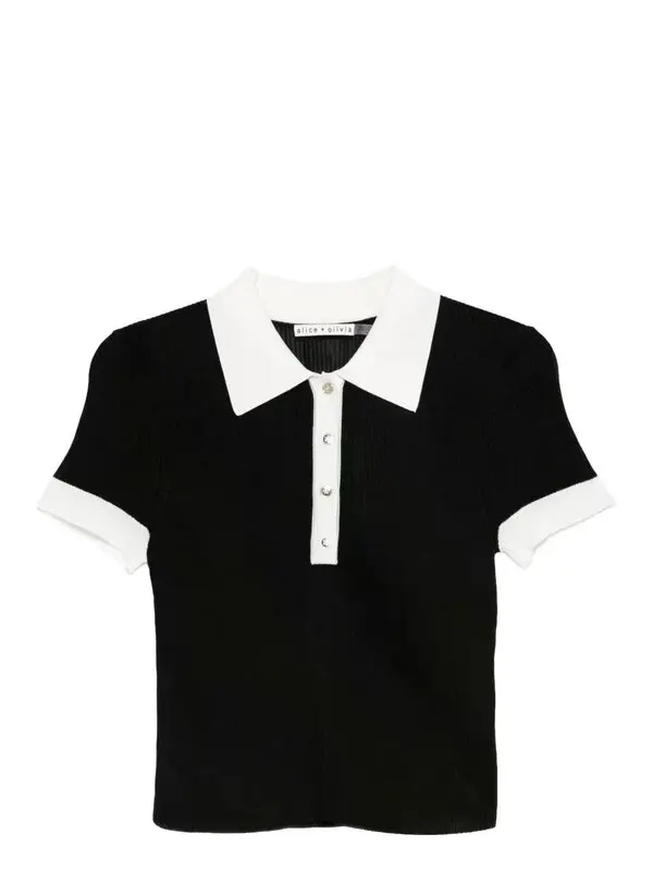 Alice + Olivia Martha Polo Top - Black