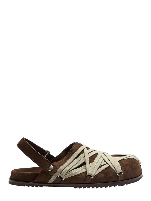 Rick Owens Mega Lace Suede Mules - Brown