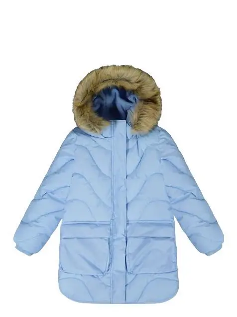 DEUX PAR DEUX Long Quilted Puffy Winter Coat - Powder Blue