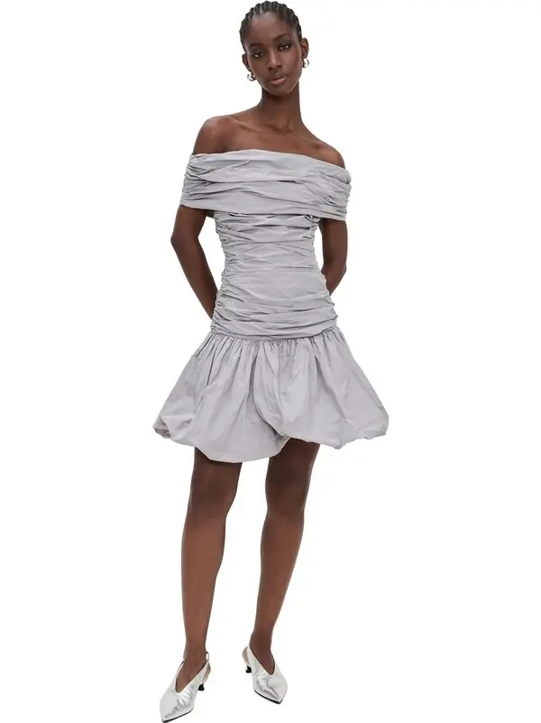 Remain Birger Christensen Off-shoulder Mini Dress - Alloy (light Grey)