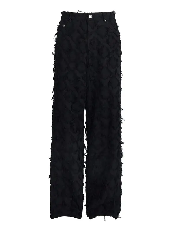 Séfr Fringed Cotton Twill Nikos Jeans - Black