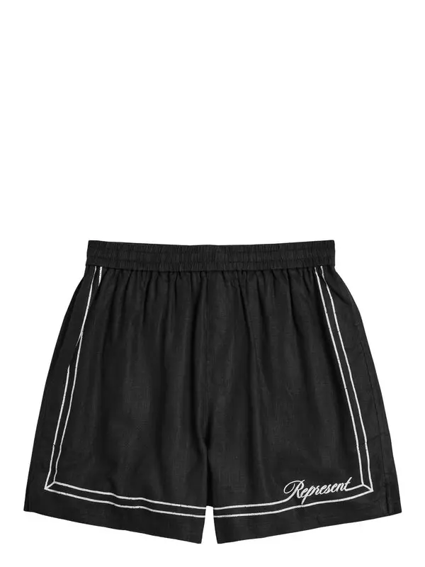 REPRESENT Border Ramie Shorts - Black