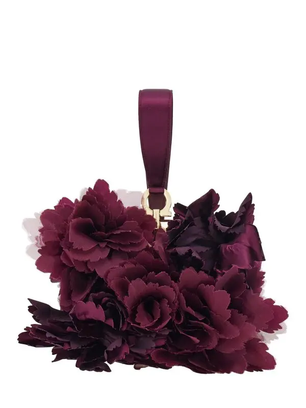 FERRAGAMO Mini Clutch With Floral Appliqu - Violet