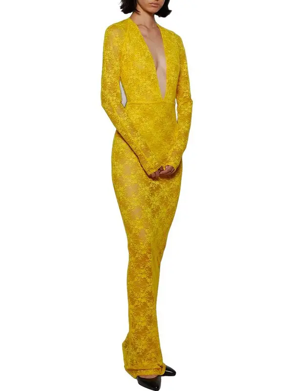 Alex Perry Long Sleeve Column Dress - Yellow