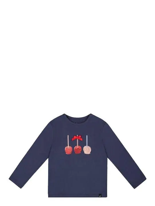 DEUX PAR DEUX Organic Cotton T-shirt With Apple Design - Navy Blue