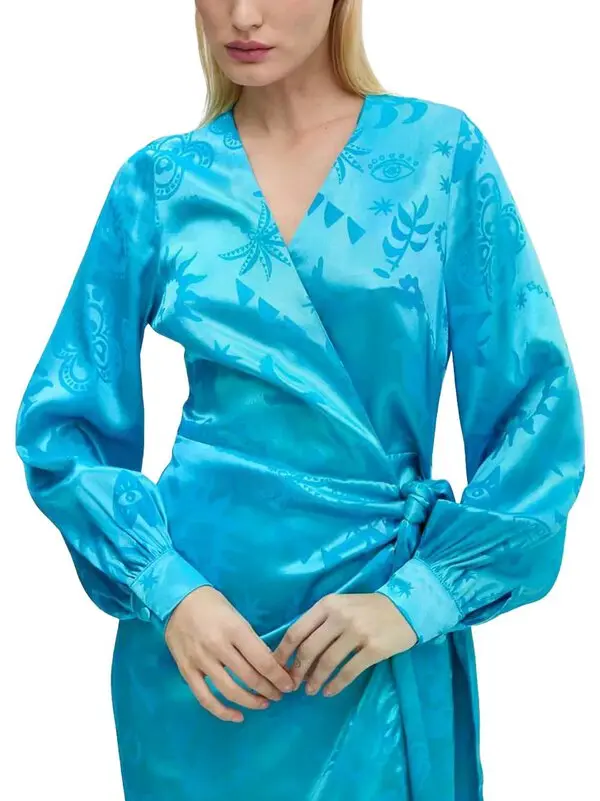 NEVER FULLY DRESSED Wrap Midi Dress - Blue