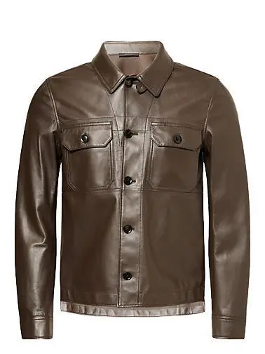 TOM FORD Buttery Patch-pocket Leather Shirt - Tobacco