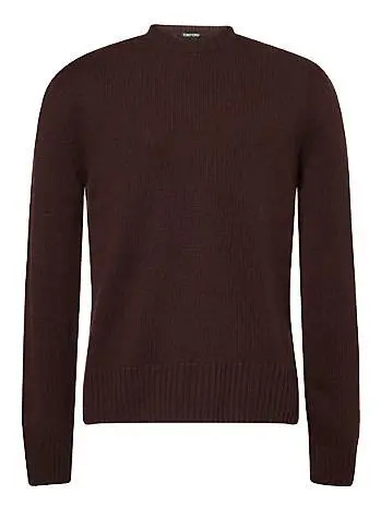 TOM FORD Crewneck Ribbed Cashmere-knit Jumper - Cocoa