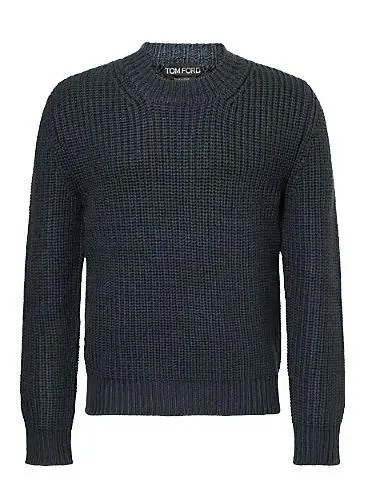 TOM FORD Crewneck Knitted Wool Cashmere Blend Jumper - Light Grey