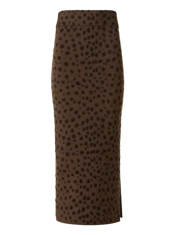 Akris Leopard Jacquard Knit Midi Tube Skirt - Hazel-bark