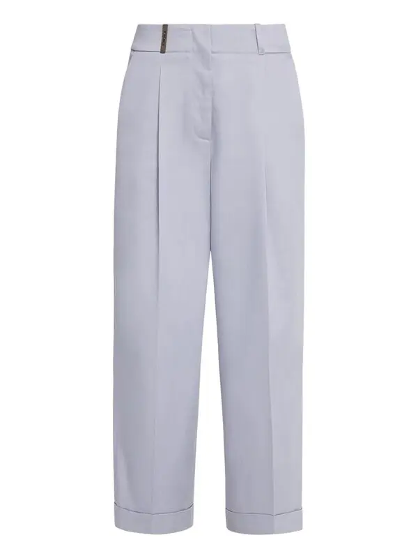 Peserico High-rise Cropped Twill Pants - Shadow Grey