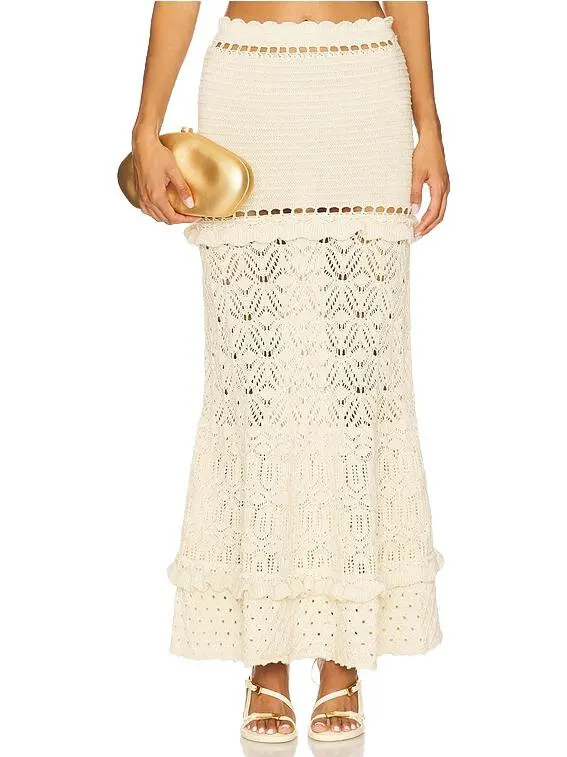 Retrofete Magdalena Crochet Skirt - Ivory & Gold