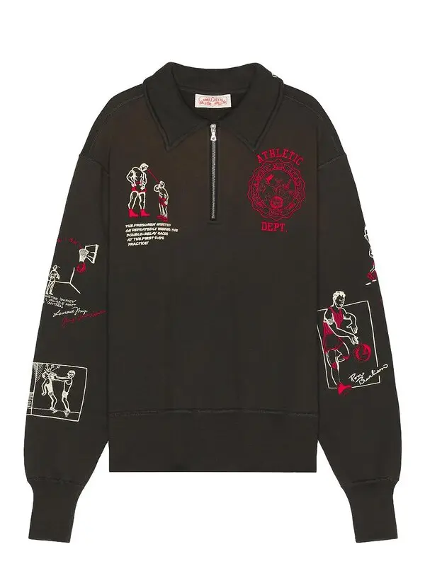 SAMUEL ZELIG Varsity 1/4 Zip Sweater - Brown