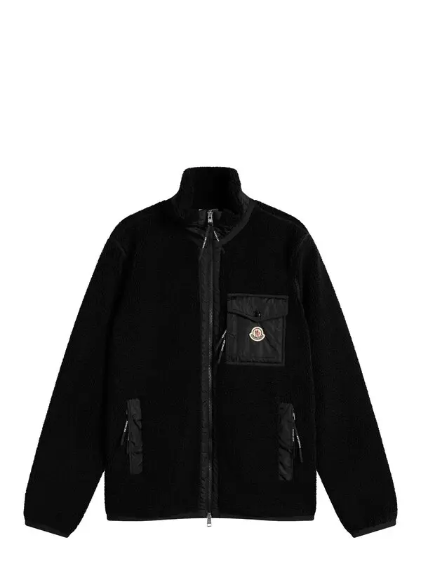 Moncler Zip Up Teddy Fleece Cardigan - Black