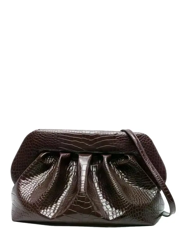 THEMOIRE Bios Embossed Pleated Clutch Bag - Brown
