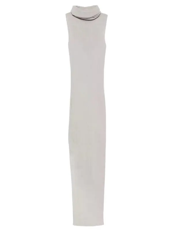 Rick Owens Ribbed Turtleneck Midi Dress - Grey