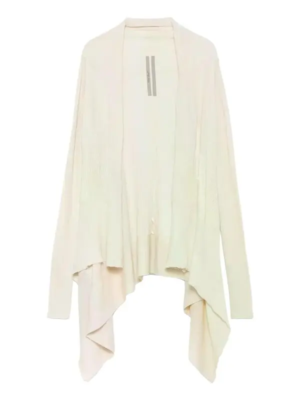 Rick Owens Ribbed Asymmetric-hem Cardigan - Neutrals