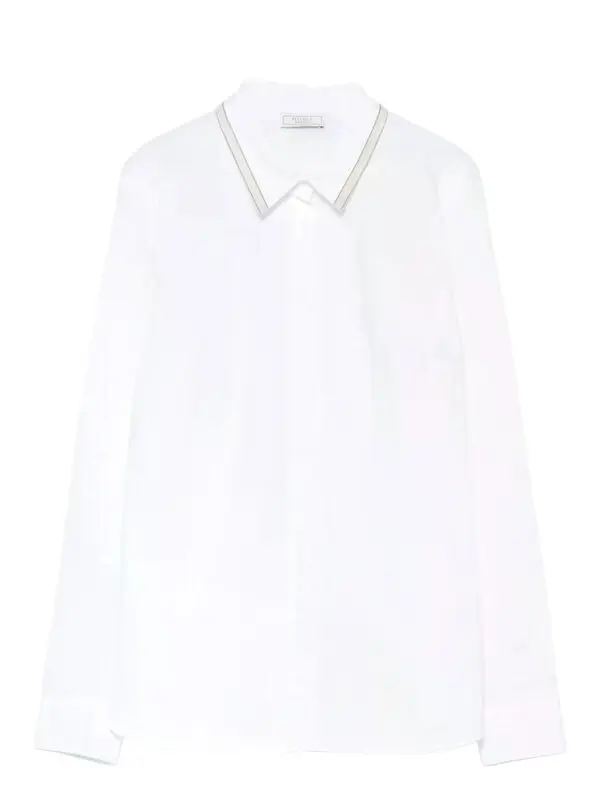 Peserico Piped-collar Cotton Shirt - White